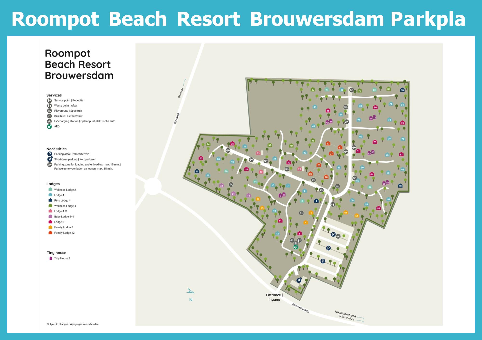 Roompot Beach Resort Brouwersdam Karte mit allen Ferienhäusern und ...